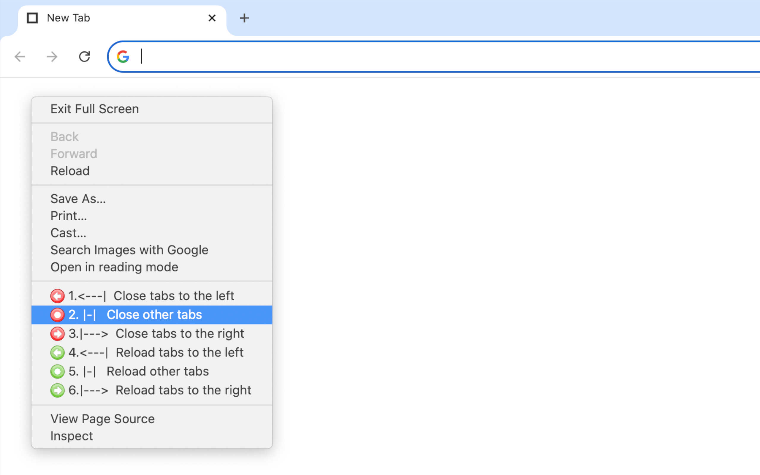 Close or reload all tabs ~ Tab utilities extension pack